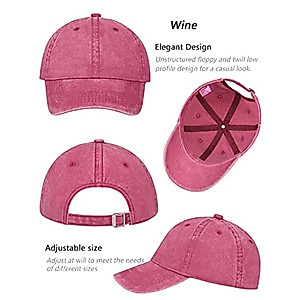 AOSMI 3 Pack Vintage Cotton Washed Plain Baseball Caps Dad Hats Adjustable Men Women Unstructured Low Profile Blank Summer Soft Distressed Ball Caps Outdoor Workout Black Khaki Red-Wine