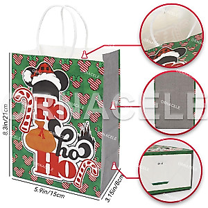 ORNACELE Christmas Gift Bags 12 Count Assorted Styles Bags Xmas Small Kraft Paper Bags with Handles Christmas Goodie Bags with Christmas Prints for Xmas Gift Wrapping Christmas Party Supplies