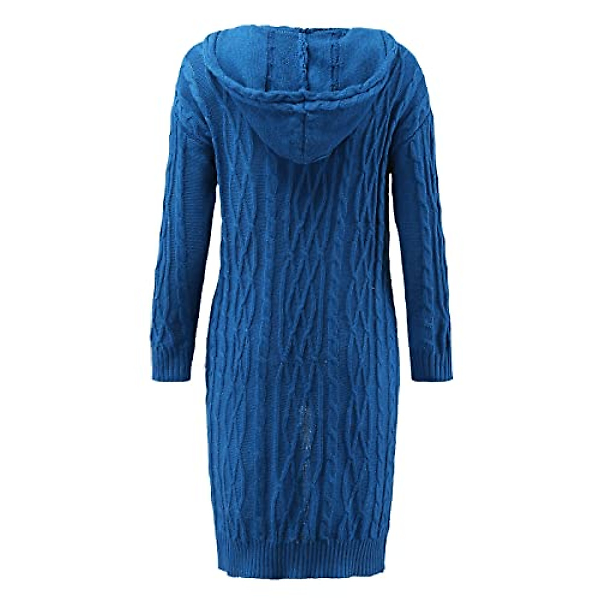 Women Casual Coat Top Winter Solid Knitted Loose Hooded Coats Long Cardigan Sweater Pocket Coat Winter Cinched Cardigan