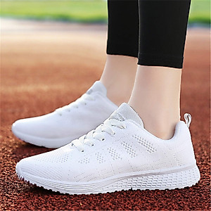 AIRAVATA Walking Shoes Women Arch Support Womens Sneakers Gym Fitness Comfortable Womens Running Shoes White Size 5