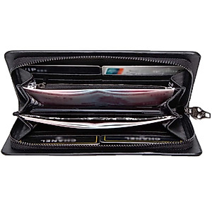 DownUpdown Skull Wallets for Women Wristlet Purses Clutch Black Zipper Purse Faux Leather Punk Gothic Cool Long Wallet Men