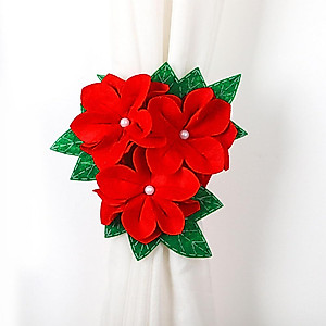 Garneck Curtain Ties Magnetic Hooks Christmas Decor Magnetic Curtains Curtain Buckle Tie Back Hooks Miniature Poinsettias Red Fasteners Pendant Hook up Window Curtain Frame Tassel Trim