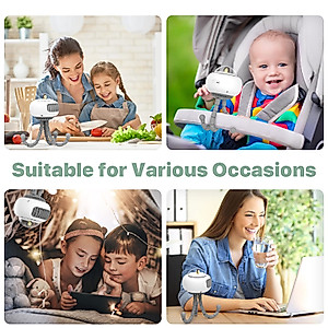 SWTOIPIG Stroller Fan, Portable Bladeless Fan Mini Handheld Fans, 4-Speed Options USB Rechargeable Battery Operated Fan, Suitable for Stroller, Desk, Handheld, Suspended