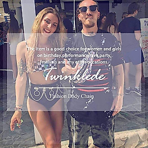 TWINKLEDE Punk Leather Belly Waist Chain Belt Circle Body Chains Festival Rave Body Chain Jewelry for Women and Girls (White)