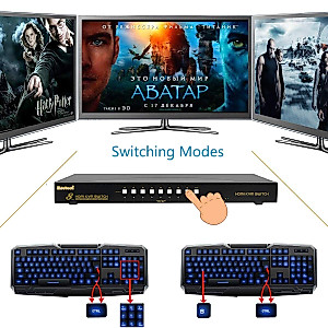 JideTech HDMI USB KVM Switch 8 Port Up to 4K@30Hz Resolution with USB 2.0 Hub Support Hotkey Mouse Switching for Linux, Windows, Mac, Unix