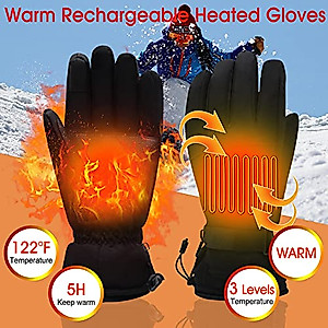 Spring Rechargeable Electric Heated Gloves,Touchscreen Waterproof Cold Weather Thermal Heated Gloves,Hand Warmer Gloves for Hunting Fishing Skiing Camping Cycling