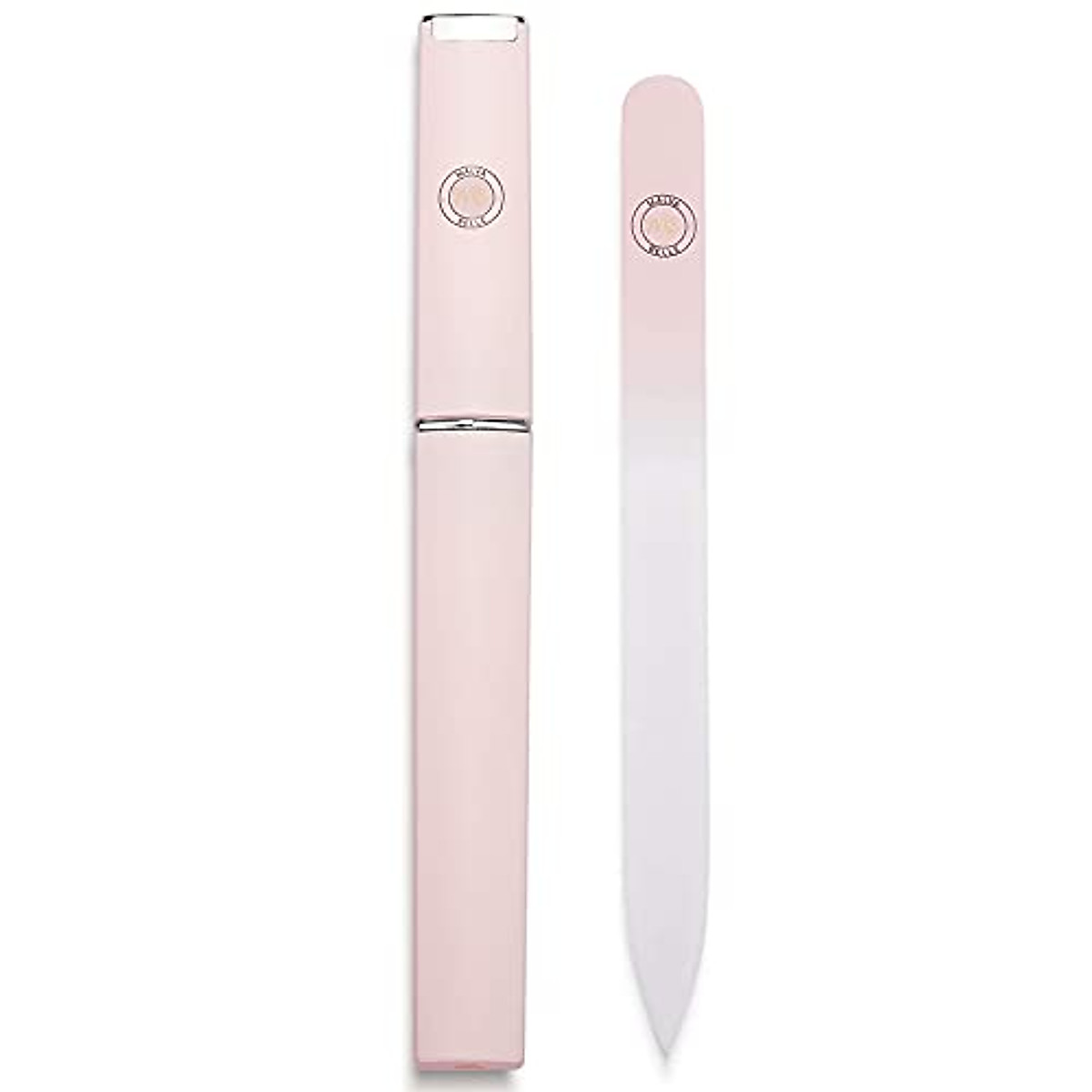 Best Crystal Glass Nail File for Women, Protective Travel Case, Professional Salon Fingernail Files for Pretty Manicure, Great for Natural, Gel and Acrylic Fake Nails, Better Emery Boards, Pink 2mm