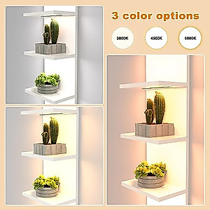 Bloddream 5 Tier Wall Shelves with LED Light, Modern Wall Mount Lack Shelf, Vanity Floating Shelves Home Decor Organizer Tall Tower Design Utility Shelf (White)