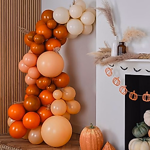 RUBFAC 144pcs Caramel Balloons Arch Garland Kit, 18/12/5 Inch Retro Cocoa Brown Sand White and Nude Latex Balloons for Baby Shower Birthday Wedding Fall Party Decorations