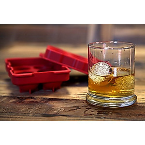 Rival and Revel R|R Rocks - 6 Ball Tray - R|R Rocks - Golf Ball Ice Maker, Red, 6.75" x 4.5" x 2"