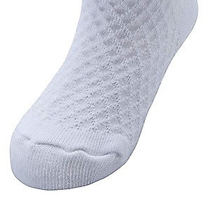 Looching Pack of 5 Mesh Thin Baby Girls Boys Cotton White Socks Toddler Kids No Show Ankle Socks 1-10T (6-8 Y, Mesh White)