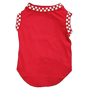 Petitebella Plain Checkered Hemmed Puppy Dog Shirt (Red, Medium)
