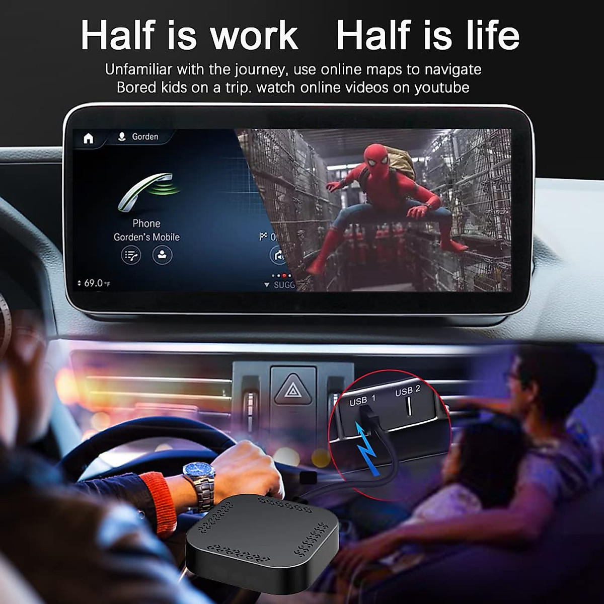 LEXXSON Wireless CarPlay Android Ai Box Wired to Wireless Android 9 Qualcomm Octa-core 4G+64G, Plug and Play