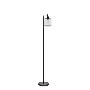 BoostArea Industrial Floor Lamp, Standing Lamp with Hanging Iron Mesh Lamp Shade, 6W LED Bulb, Whole Metal Farmhouse Floor Lamp with Foot Switch, Rustic Floor Lamps for Living Room Bedroom, Black