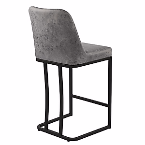 LSSPAID Bar Stools Set of 4, Upholstered Fabric Counter Height Barstools, 24.8 inch Modern Kitchen Island Chairs with Footrest and Black Metal Legs, Grey