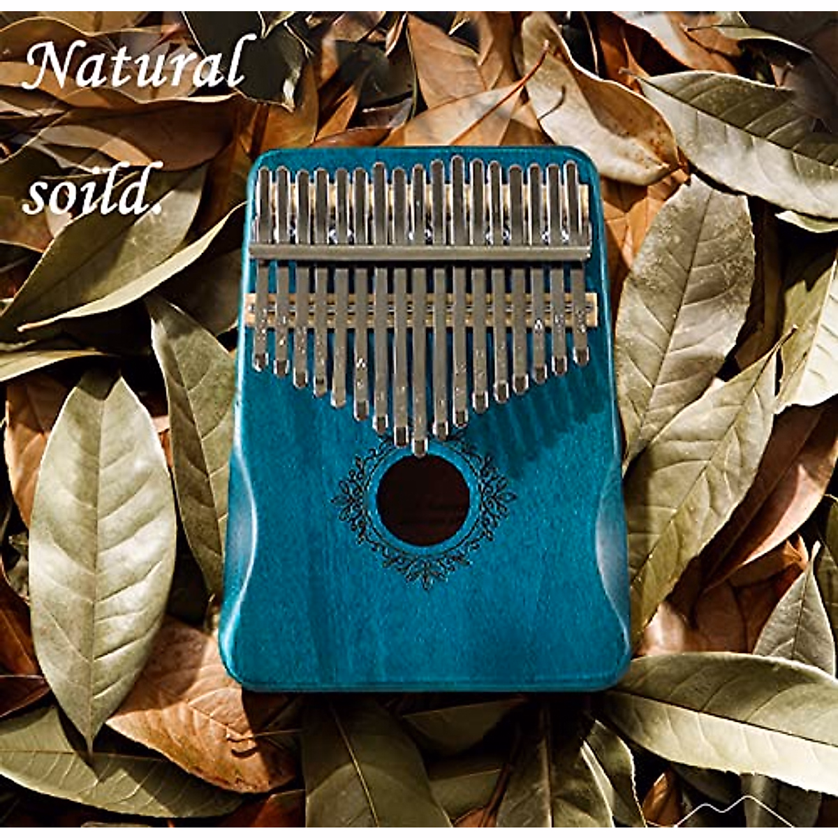 2022 New 17 Keys Kalimba Thumb Piano Mini thumb piano Finger piano，LightSeaGreen，Butterflies love flowers