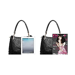 SMALL BLUE Women Synthetic PU Leather Tote Hobo Shoulder Hit the color Crossbody Bag Large capacity Clutches Satchels-Black