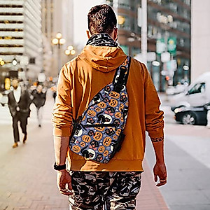 VSOFMY Sling Bag for Men Women Crossbody Sling Backpack Bag for Travel Hiking Daypack Chest Bag Halloween