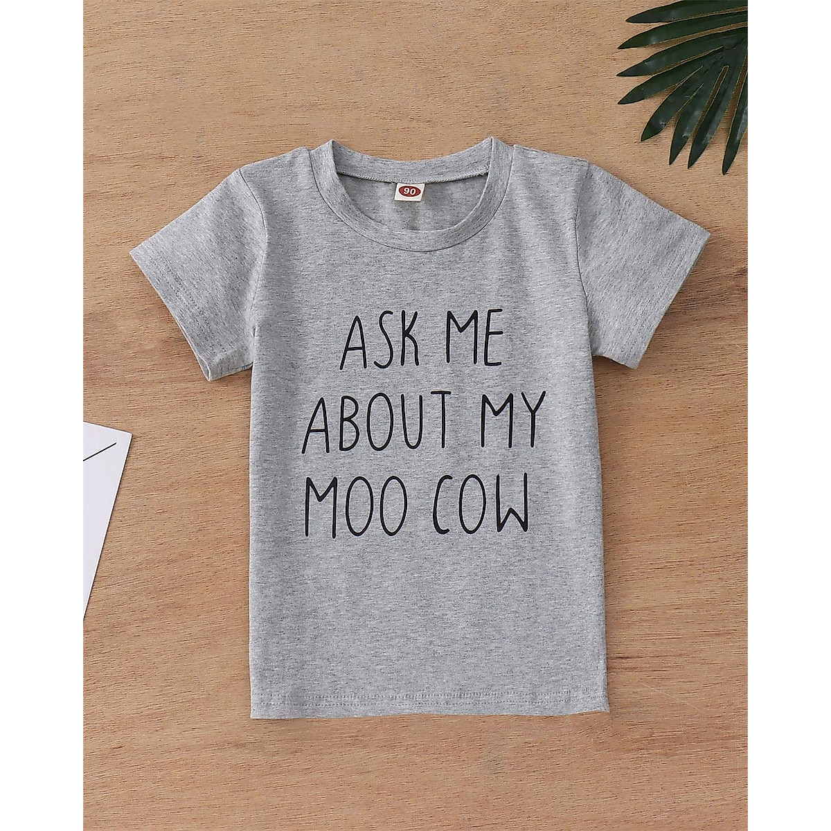 MODNTOGA Baby Boy Ask me About My moo Cow Shirt T-rex Ranch T-Shirt Kids Boy Short Sleeve Cow Tops Toddler Funny Dino Tees (Cow, 100(2-3 Years))