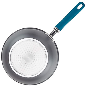Rachael Ray Create Delicious Hard Anodized Nonstick Saute/All Purpose Pan with Lid, 3 Quart - Gray With Teal Handles