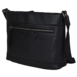 Zinda Genuine Leathers Women’s Handbag Bucket Bag Top Zip Shoulder Sling Crossbody (Ebony)