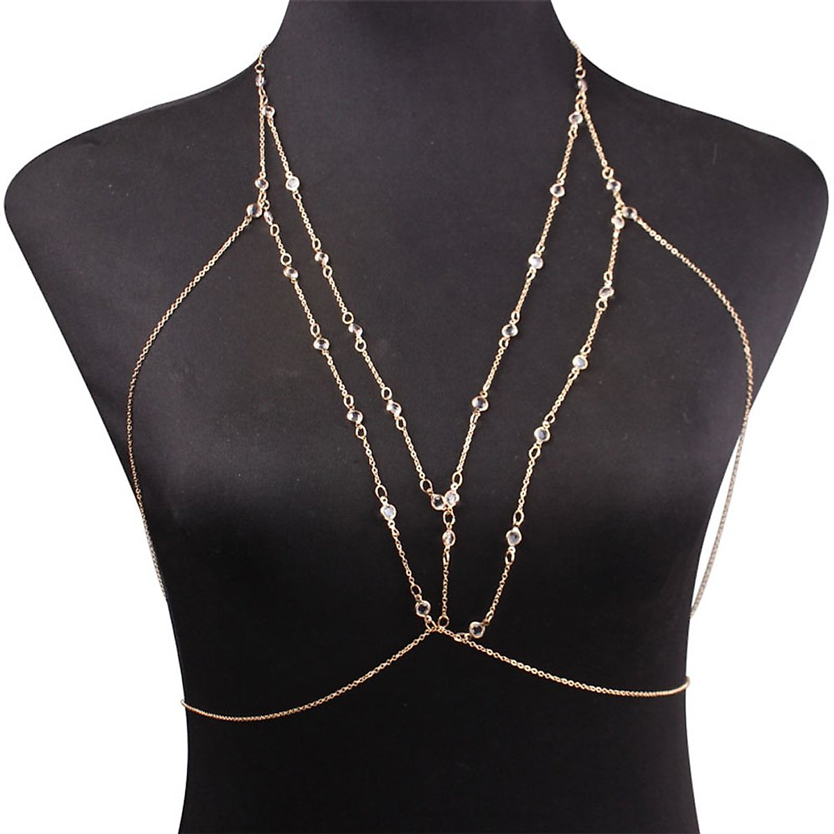 Summer Body Chain Bra Sexy Beads Shiny Luxury Long Rhinestone Bra Body Chains Bikini Body Chain Jewelry Cross for Women Beach Body Accessories