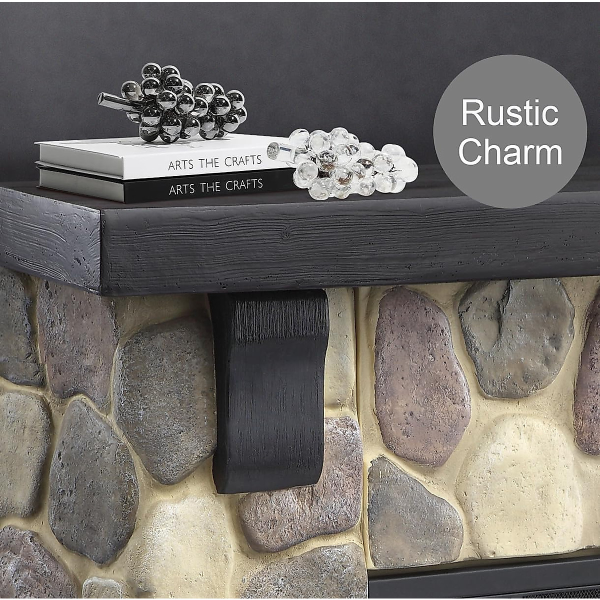 R.W.FLAME Electric Fireplace Mantel Package, 48 inch Freestanding Stone Fireplace Heater TV Stand with Remote Control, 7 Flame Brightness Settings, 750W/1500W,New