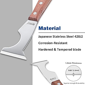 CHILI TOOLS Stainless Steel 5 in 1 Painters Tool with Wood Handle and Metal Hammer End, Made in Taiwan | Spackle Caulk Remover | Roller Cleaner | Putty Knife | Wallpaper Scraper | Can Bottle Opener