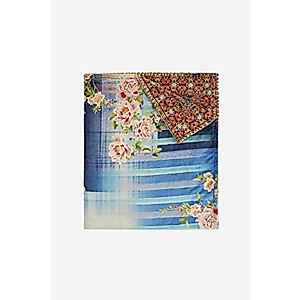 Johnny Was Blanket Paradise Blue Blanket Reversible Black Large Throw Blankie Bag New