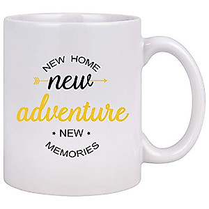 Waipfaru House Warming Gifts - New Home New Adventure New Memories Funny Coffee Mug, New Home Gifts for Friends Parents Relatives Him Her, 11 Oz Ceramic Coffee Mug