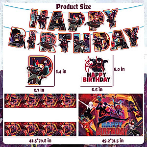 Spider Miles Morales Birthday Party Decorations, Spider Miles Party Supplies Include Birthday Banner, Balloons, Tablecloth, Plates, Cupcake Toppers, Backdrop for Black Spider Birthday