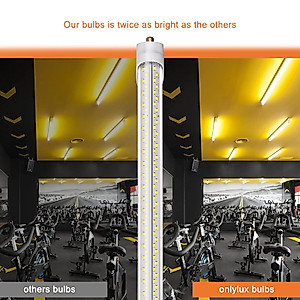 ONLYLUX 8 Foot LED Bulbs,90W 5000K 12150lm, T8 T10 T12 8ft LED Bulbs Fluorescent Light Replacement, FA8 Single Pin V Shaped LED Tube Light, Clear Cover (8 Pack)