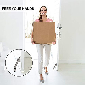 4 Packs Kickdown Door Stop for Heavy Door Garage Door with Rubber Tip and Spring Lever Metal Kickstand Door Stopper Hinge