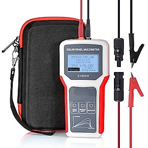 Solar Panel Power Meter 800W, Handheld PV Panel Multimeter Monitor MPPT Watt Voltage Amp with Clear Backlit LCD Display, Solar Power Tester w/ MC4 Connector and Alligator Clip Included