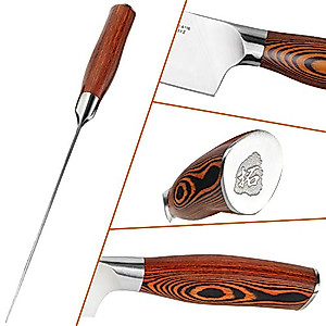 TUO Knife Set 8pcs, Japanese Kitchen Chef Knives Set with Wooden Block, including Honing Steel and Shears, Forged German HC Steel with comfortable Pakkawood Handle, Fiery Series Come with Gift Box