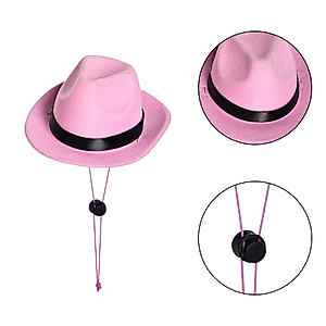 choyaxo Dog Halloween Costumes Pet Cowboy Costume for Dogs Cat Cowboy Hat with Bandana Scarf Set Party Accessories (Pink)