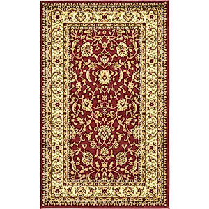 Unique Loom Voyage Collection Traditional Oriental Classic Intricate Design Area Rug (3' 3 x 5' 3 Rectangular, Red/Gold)