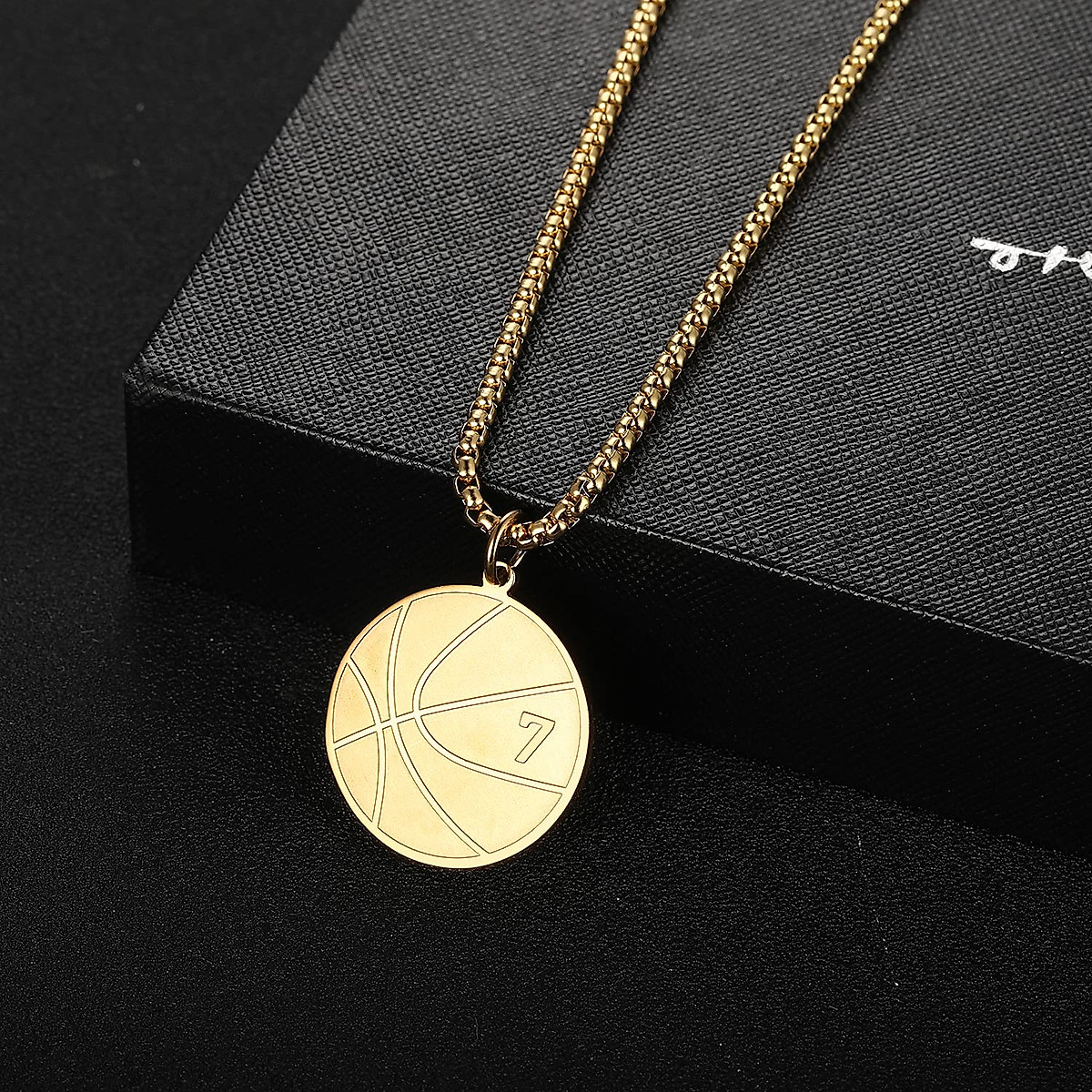 Susook Basketball Number Necklace for Men Gold Stainless Steel Basketball Pendant Sport Jewelry Gifts for Men（7）