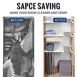 ChoiCARE Closet Tension Shelf & Rod, Adjustable Organizer for Closet, Expandable Closet Tension Shelf Storage Rack for Cabinet Wardrobe Cupboard Kitchen Bedroom ((13-20.9) x 11.8'')