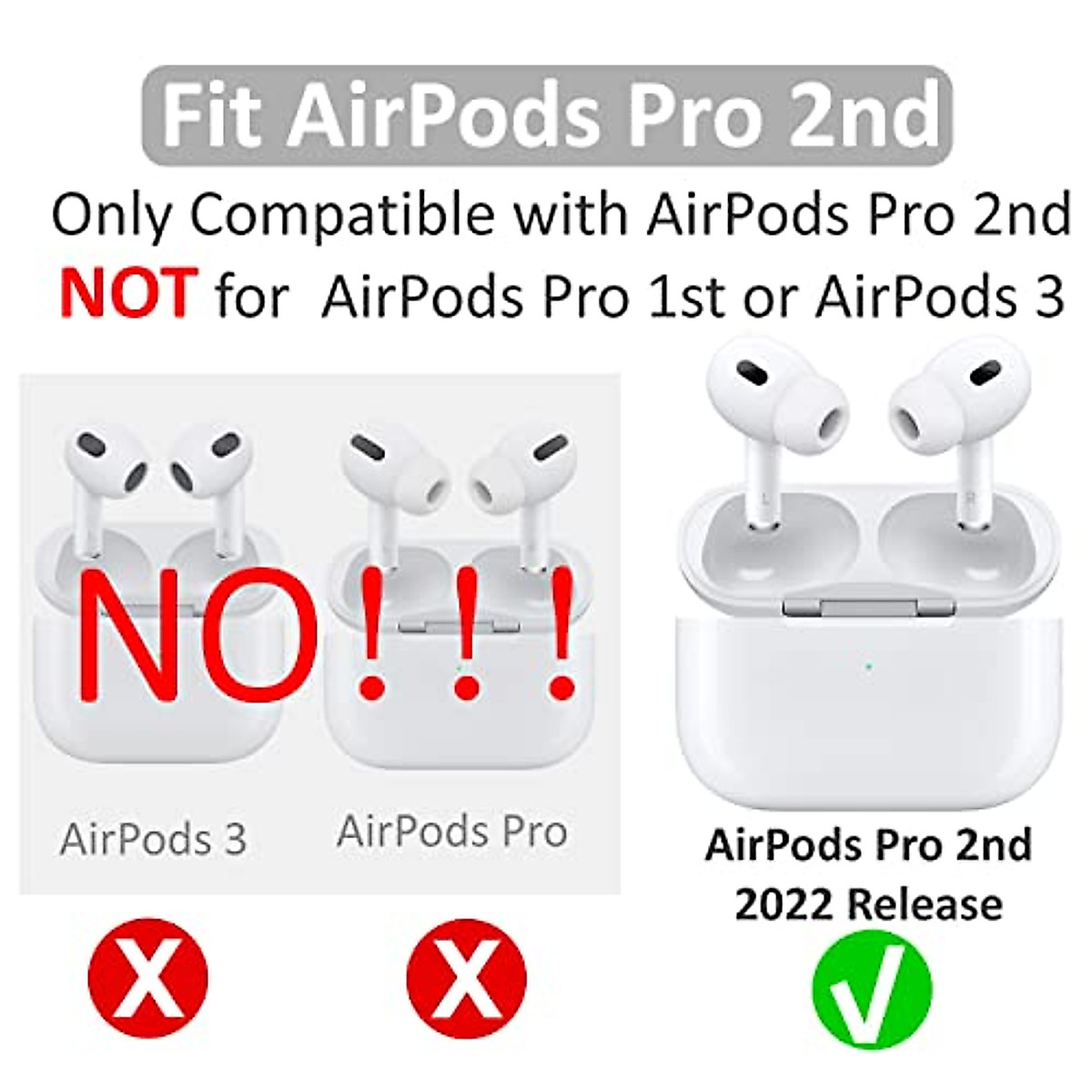 IiEXCEL 5 Pairs (Fit in Case) Anti-Slip Ear Tips Compatible with AirPods Pro 2, Ultra Thin Slim Silicone Eartips Earbuds Gel Cover Accessories Compatible with AirPods Pro 2nd Generation 2022 Colorful