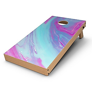 Design Skinz Marble Skin Set for Cornhole (Skin Only) - Marbleized Pink Ocean Blue v32