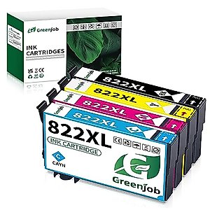 Greenjob 822XL Ink Cartridges Remanufactured Replacement for Epson 822XL Ink Cartridges Combo Pack 822 XL T822 T822XL for Workforce Pro WF-3820 WF-4820 WF-4830 WF-4833 WF-4834 Printer (BCMY, 4 Pack)