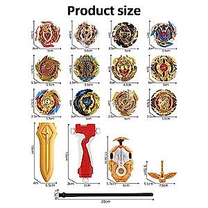 PWTAO Bey Battling Top Burst Launcher Grip Toy Blade Set Game Storage Box 12 Spinning Top Burst Gyros 2 Launchers Combat Battling Game with Storage Case Great Birthday Present for Boys Children Kids…