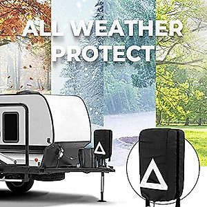 Electric Tongue Jack Cover 600D Polyester Waterproof Electric Trailer Jack Cover Universal RV Travel Trailer Jack Protective Cover (Universal Size 18″H x 7.5″W x 9″D)