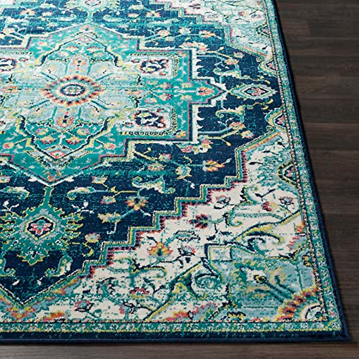 Artistic Weavers Wendy Vintage Medallion Area Rug,6'7" x 9'6",Teal/Dark Blue