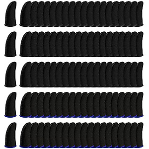 100 Pieces Finger Sleeves for Gaming, Thumb Sleeves Mobile Gaming Controller, Anti-Sweat Breathable Seamless Touchscreen Thumb Cover for PUBG, League of Legend, Rules of Survival, Knives Out, Fortnine