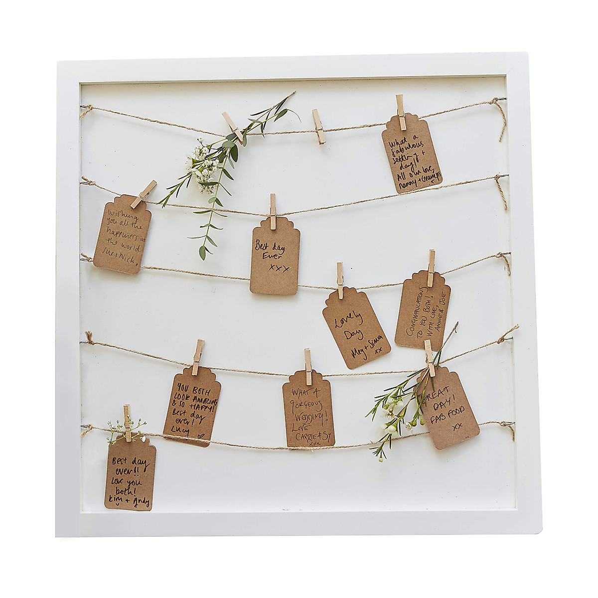 Ginger Ray Alternative Wedding Guestbook Peg & String Tag Frame Rusric Country