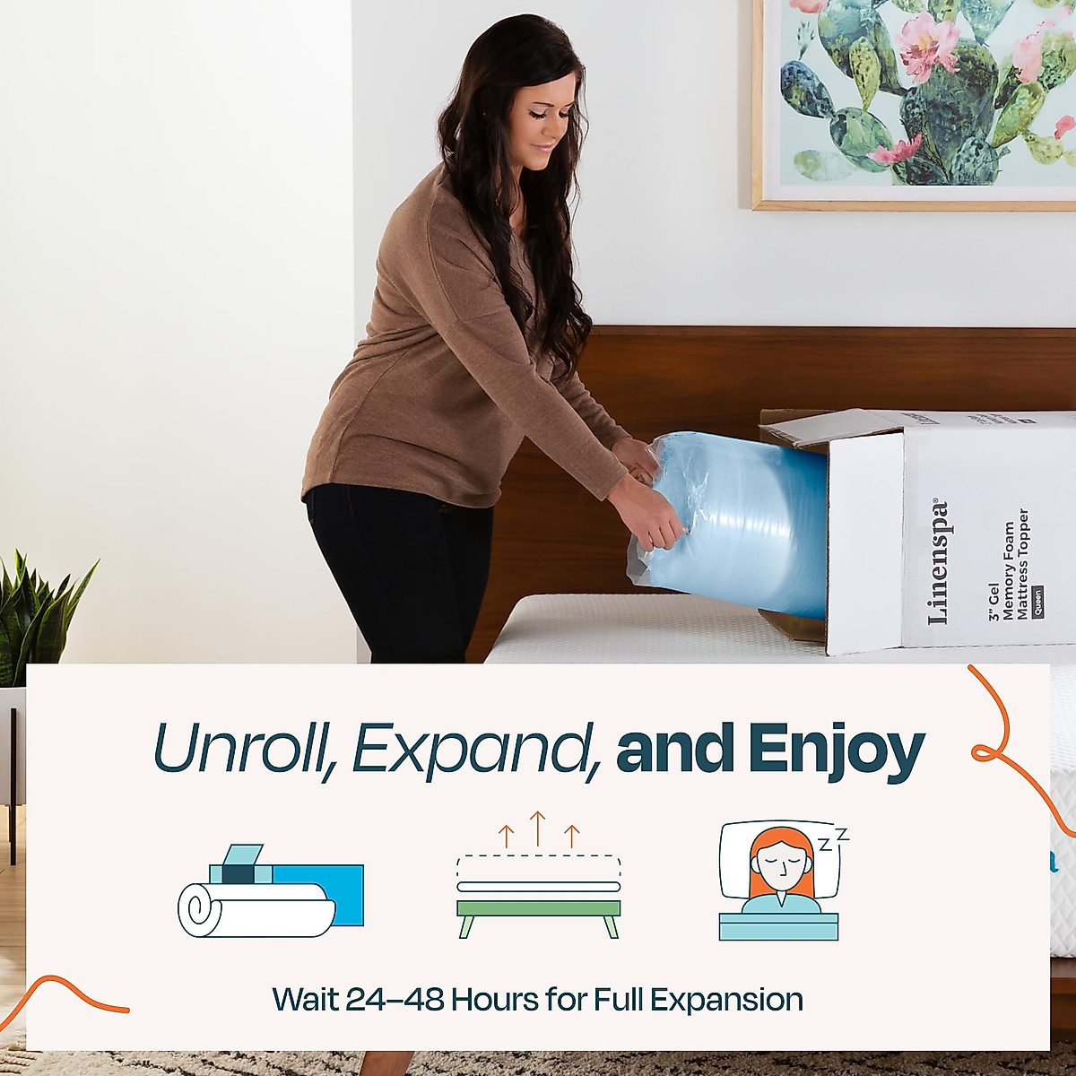 Linenspa 2 Inch Memory Foam Mattress Topper, Gel Infused Twin Mattress Topper, CertiPUR-US Certified