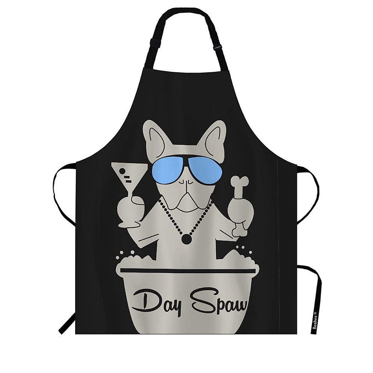 Beabes Trendy Salon Dog Day Spa Chef Apron 27 X 31 Inch Cartoon Groomers Pet Dog Blue Glasses Durable Non-Pilling Bib Apron For BBQ Grilling Gardening With Adjustable Neck Strap