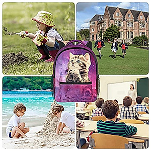 Dujiea 12" Kids Backpack Cute 3d Cat Galaxy Kitty Toddler Backpack For Boys Girls, Preschool Kindergarten Schoolbag Nursery Travel Bag With Chest Strap